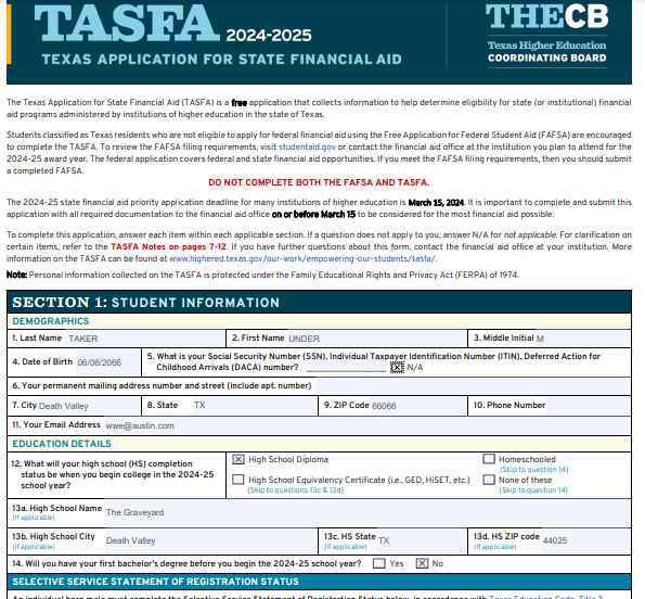 Financial Aid Renewal Confirmation Form